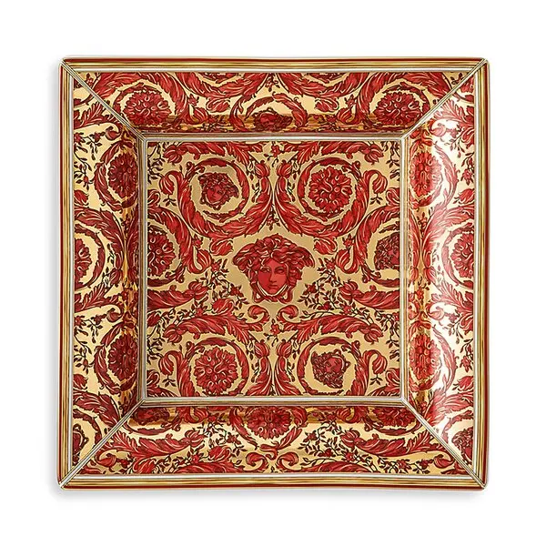 Versace Medusa Garland Square Tray - Red/gold