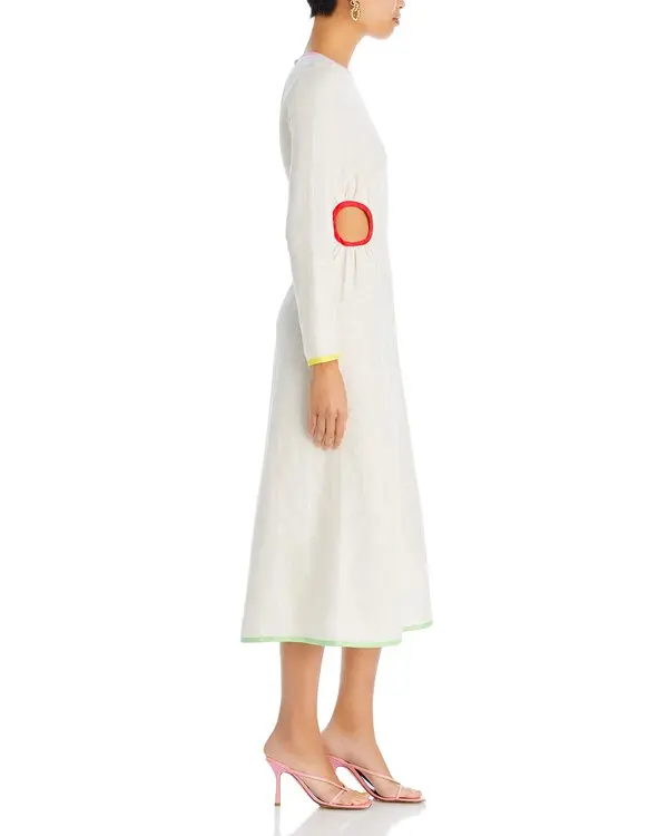 Rhode Thierry Linen Midi Dress In Macadamia - 58% Off | Editorialist