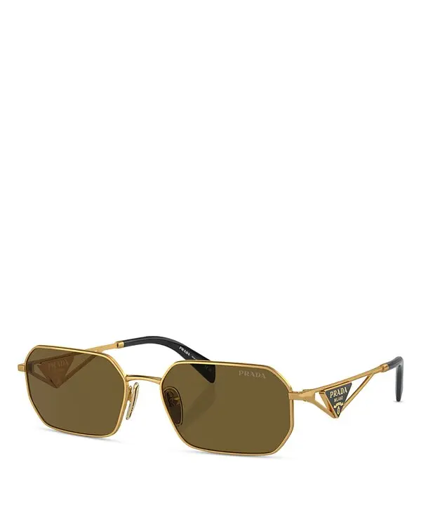Prada Symbole Rectangular Sunglasses, 58mm - Gold/brown Solid