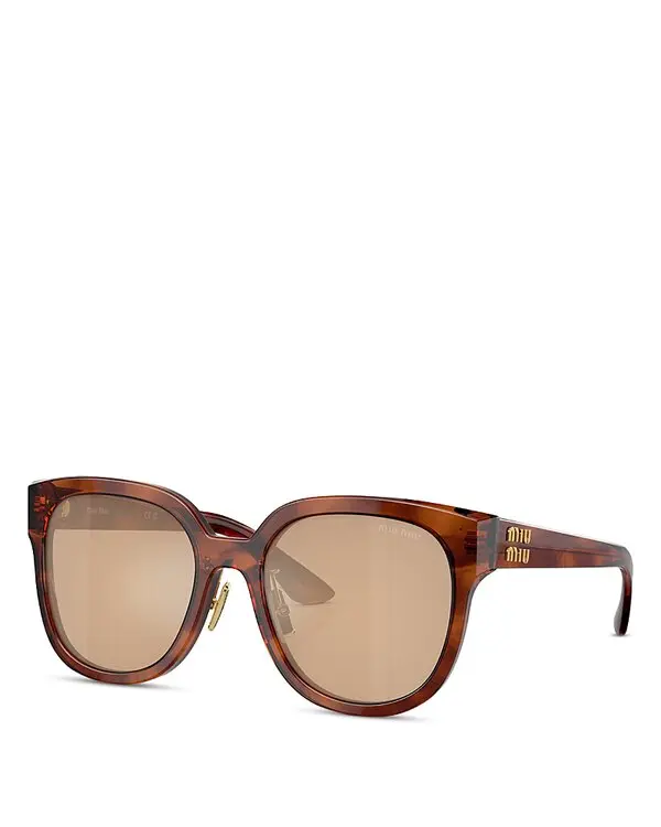 Miu Miu 55mm Square Sunglasses - Brown/orange Mirrored Solid