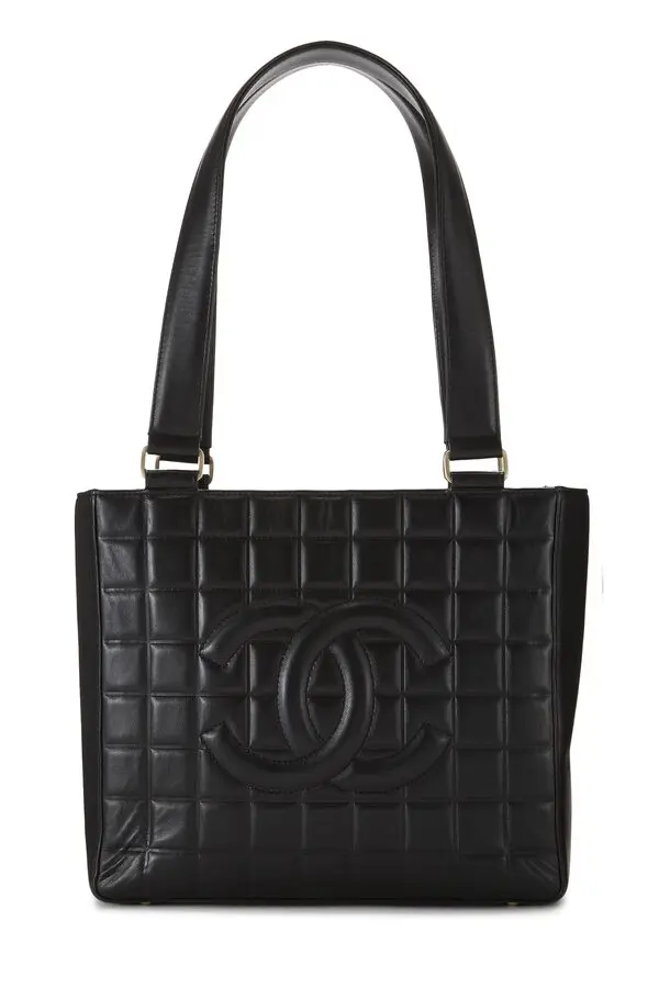 Chanel Quilted Lambskin Chocolate Bar Tote - Black