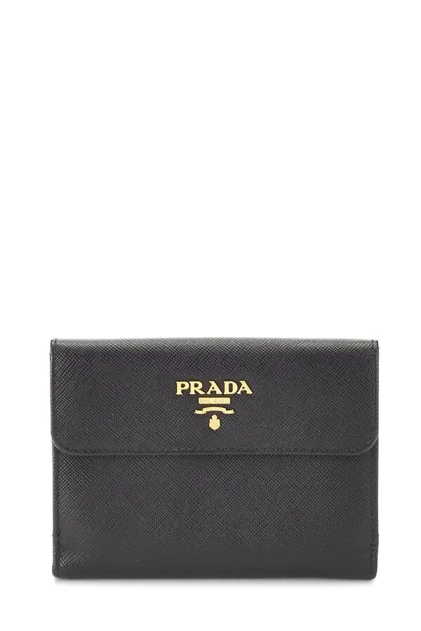 Prada Saffiano Compact Wallet - Black