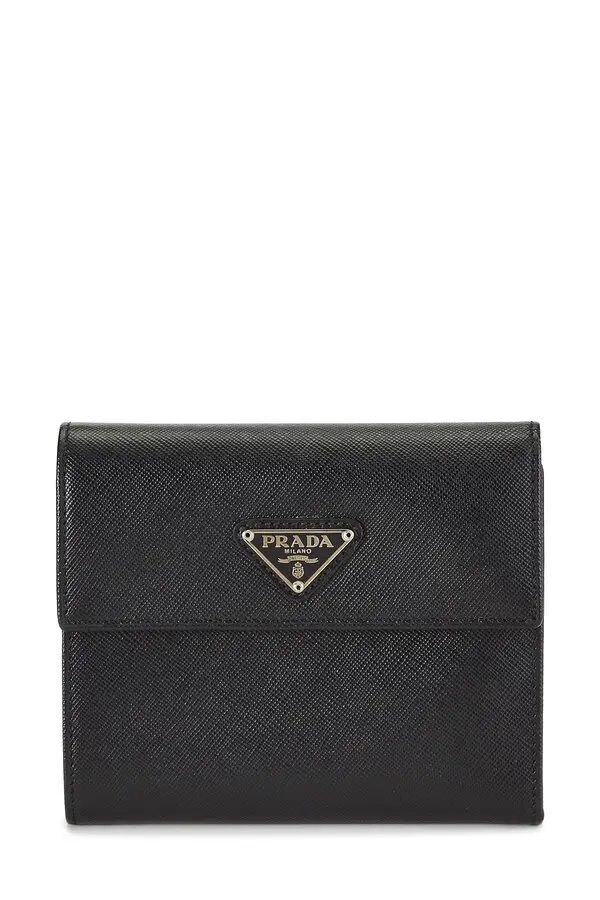 Prada Saffiano Compact Wallet - Black