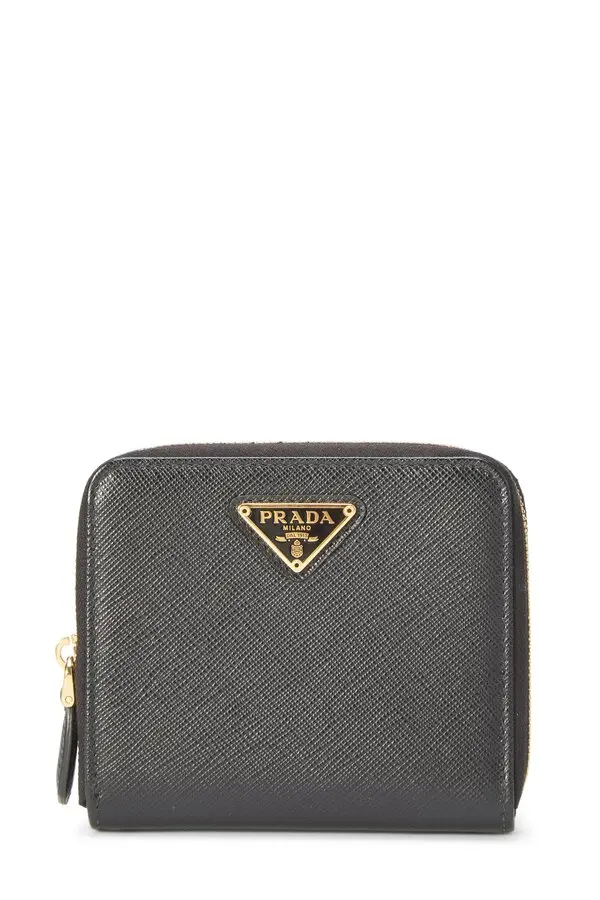 Prada Saffiano Compact Wallet - Black