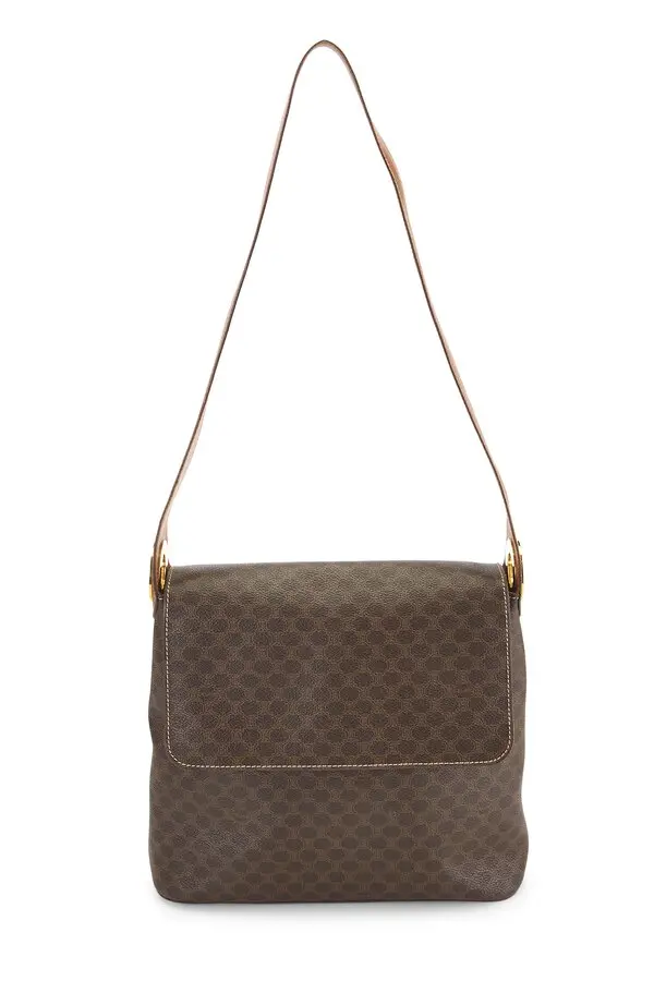 Celine Coated Canvas Macadam Shoulder Bag - Brown