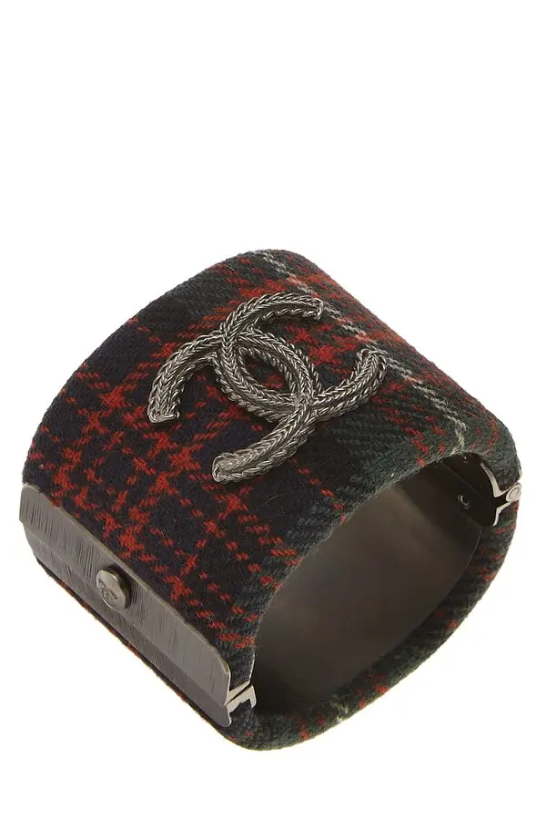 Chanel Acrylic Tartan 'cc' Cuff - Multi