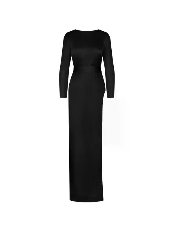 MAISON CLOSE Satin V-back Maxi Dress - Black