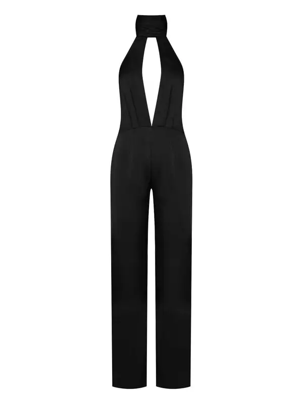 MAISON CLOSE Open-back Satin Jumpsuit - Black
