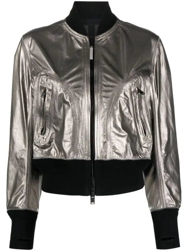 ISAAC SELLAM EXPERIENCE Metallic Leather Bomber Jacket