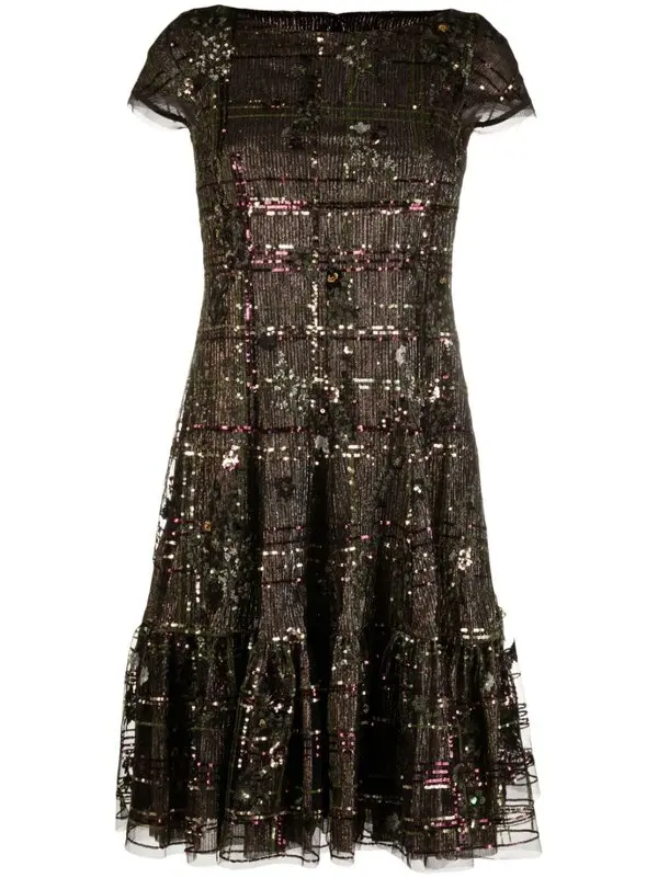 Talbot Runhof Sequin-embellished Metallic Dress