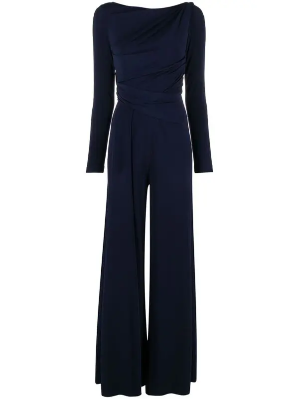 Talbot Runhof Gathered Wide-leg Jumpsuit - Blue