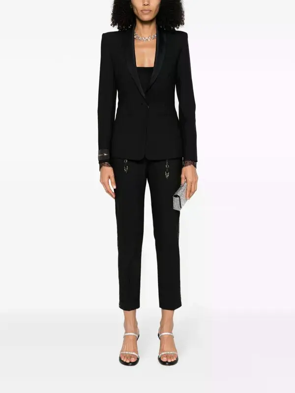 MAISON CLOSE Lace-stripe Virgin-wool Blend Tailored Pants