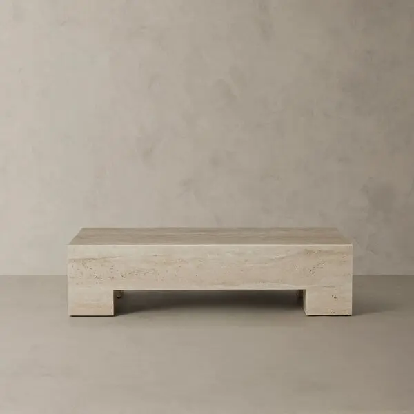 BR Home Brooklyn Travertine Rectangular Coffee Table