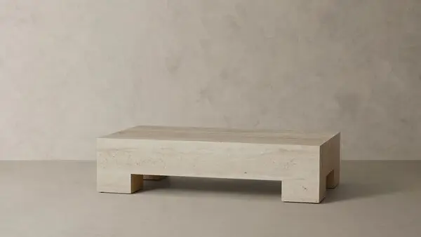 BR Home Brooklyn Travertine Rectangular Coffee Table