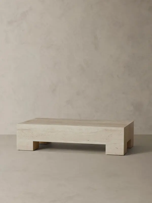 BR Home Brooklyn Travertine Rectangular Coffee Table