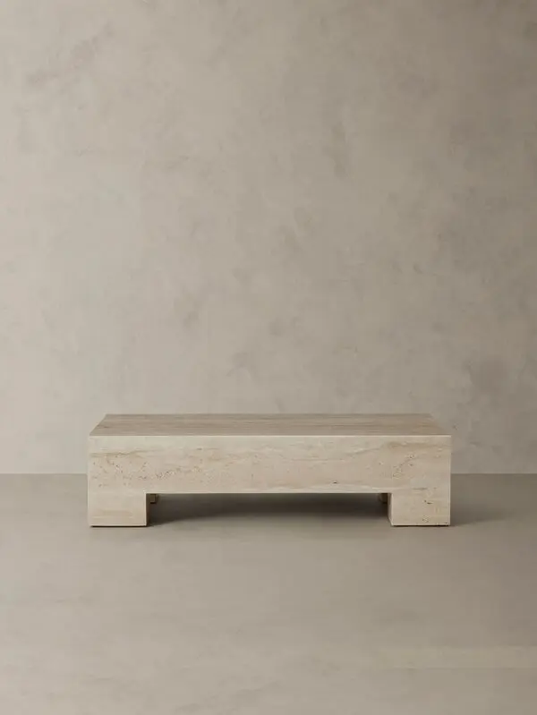 BR Home Brooklyn Travertine Rectangular Coffee Table