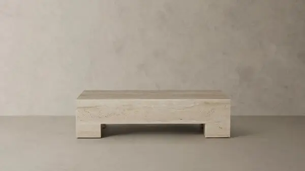 BR Home Brooklyn Travertine Rectangular Coffee Table