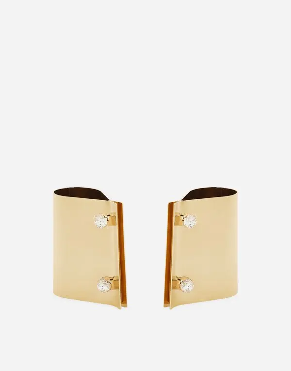 Dolce & Gabbana Rigid Metal Cuffs With Rhinestone-detailed Buttons