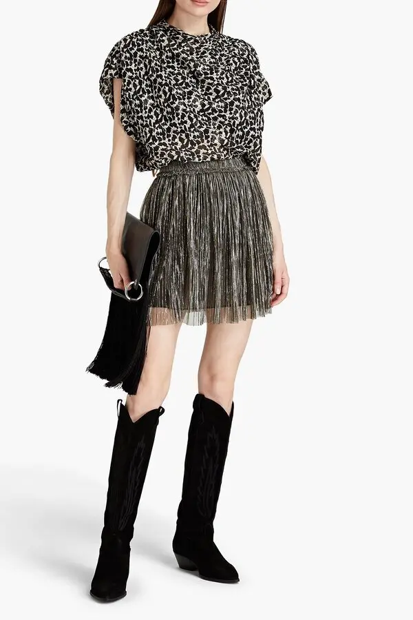 MARANT ETOILE Benedicte Pleated Metallic Mini Skirt