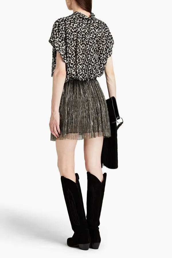 MARANT ETOILE Benedicte Pleated Metallic Mini Skirt