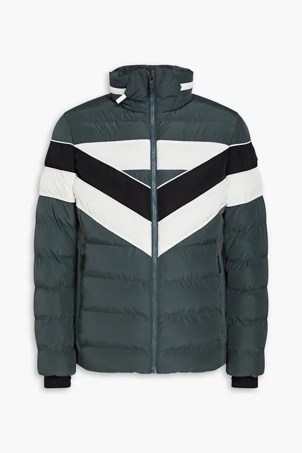 Fusalp Fernand Striped Quilted Ski Jacket - Grey Green