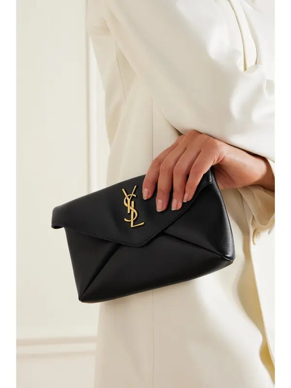 Laurent Logo Plaque Foldover Ysl Fold Over Clutch SAINT LAURENT
