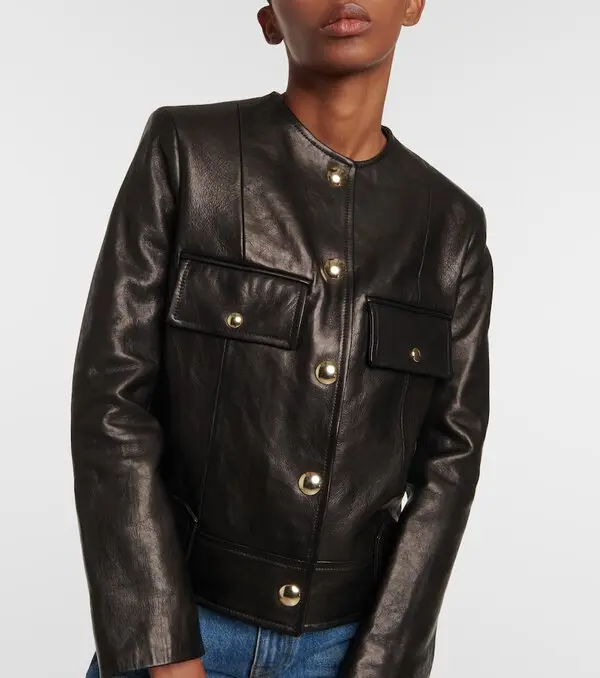 Khaite Laybin Cropped Leather Jacket