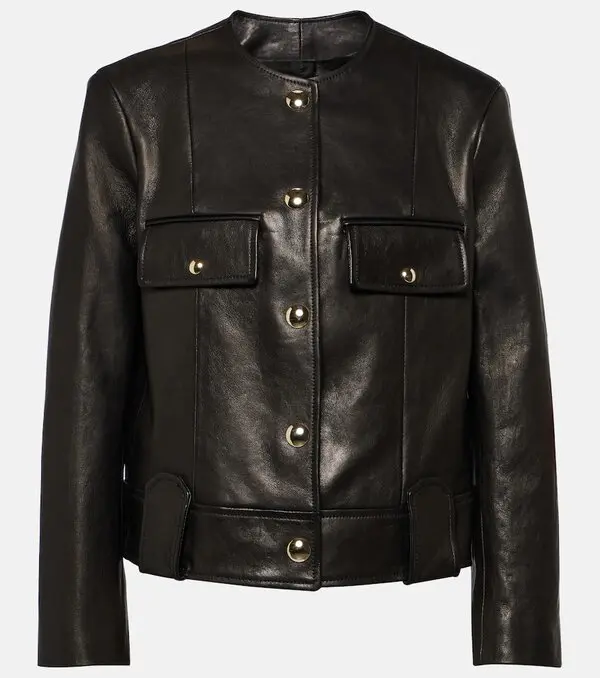 Khaite Laybin Cropped Leather Jacket