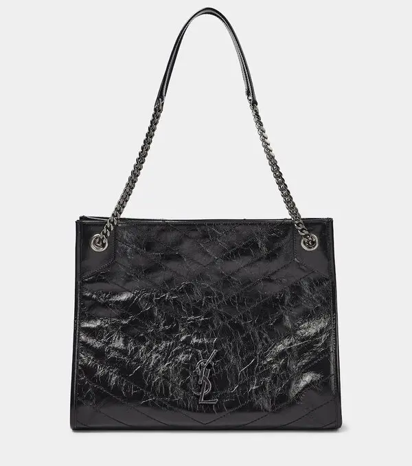 Saint Laurent Niki Crinkled Leather Shopper