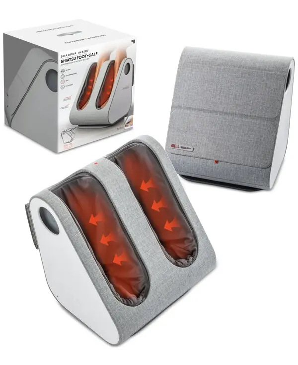 SHARPER IMAGE Shiatsu Heated Foot And Calf Massager - White