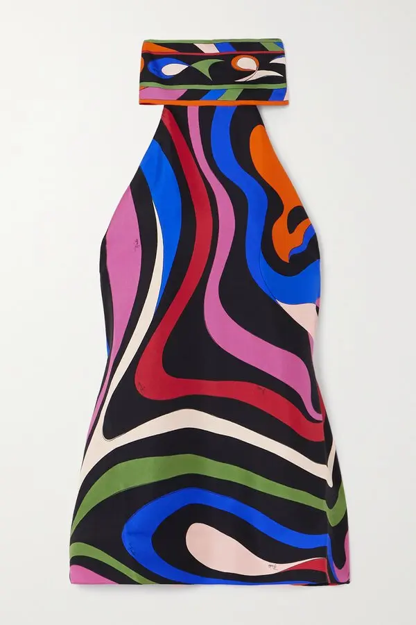 Emilio Pucci Open-back Printed Silk-twill Top