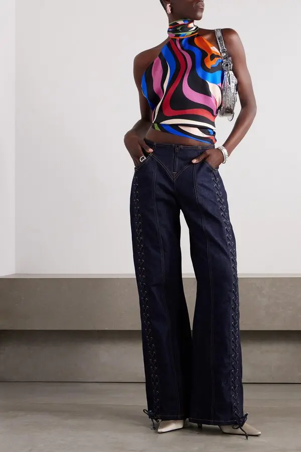 Emilio Pucci Open-back Printed Silk-twill Top