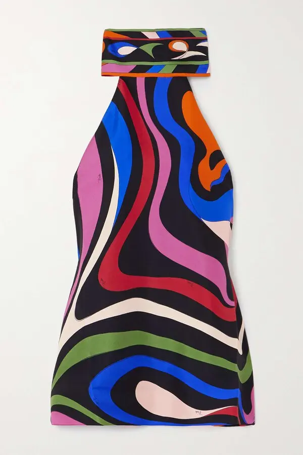 Emilio Pucci Open-back Printed Silk-twill Top