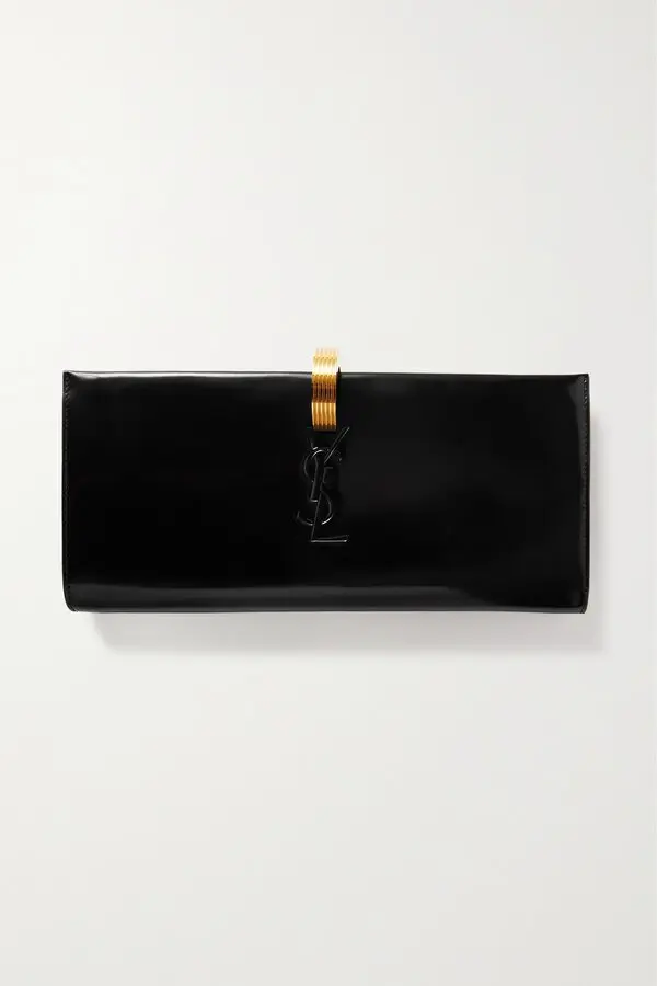 Saint Laurent Daria Patent-leather Clutch - Black