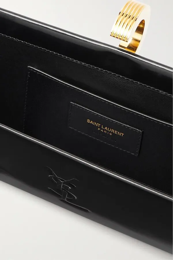 Saint Laurent Daria Patent-leather Clutch - Black