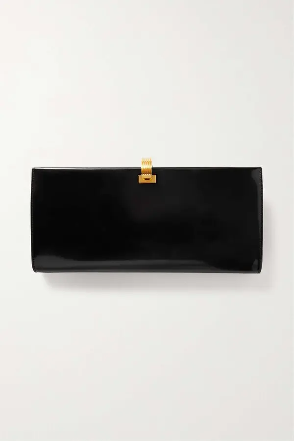 Saint Laurent Daria Patent-leather Clutch - Black