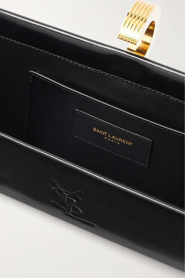 Saint Laurent Daria Patent-leather Clutch - Black
