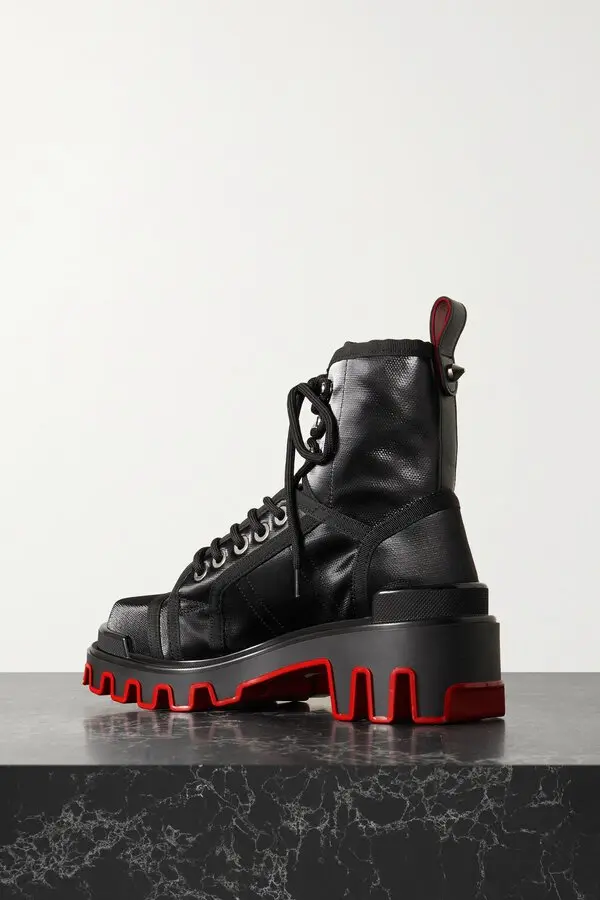 CHRISTIAN LOUBOUTIN Panaroot Dune 40 Coated Cotton-canvas Platform Ankle Boots