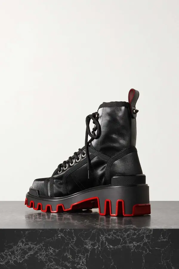 CHRISTIAN LOUBOUTIN Panaroot Dune 40 Coated Cotton-canvas Platform Ankle Boots