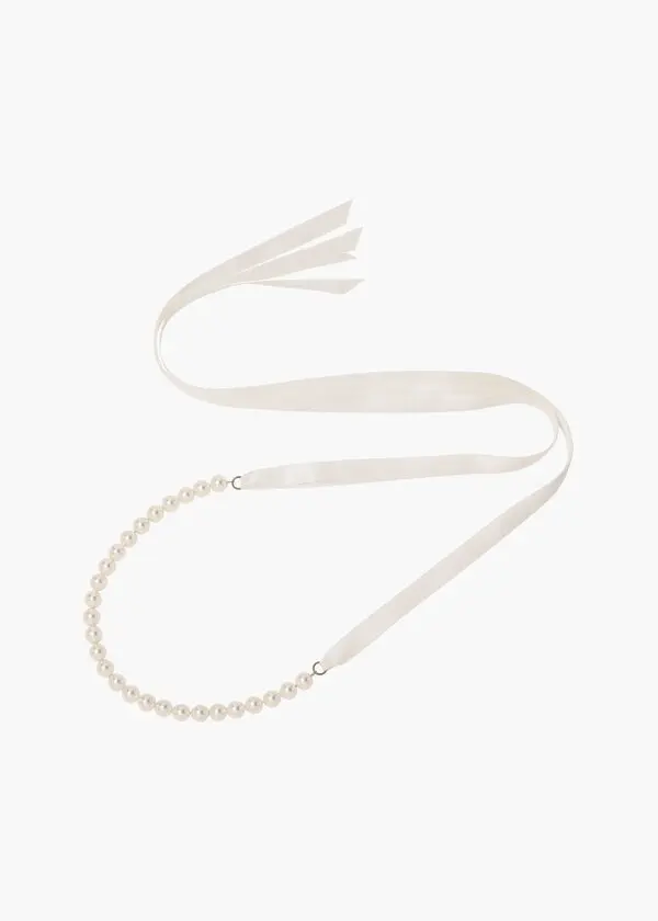 JENNIFER BEHR Ribbon Tie - Cream Pearl