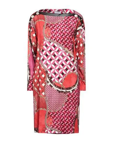 CLIPS MORE Geometric Print Long Sleeve Mini Dress
