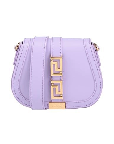 Versace Leather Crossbody Bag With Gold Tone Hardware - Purple