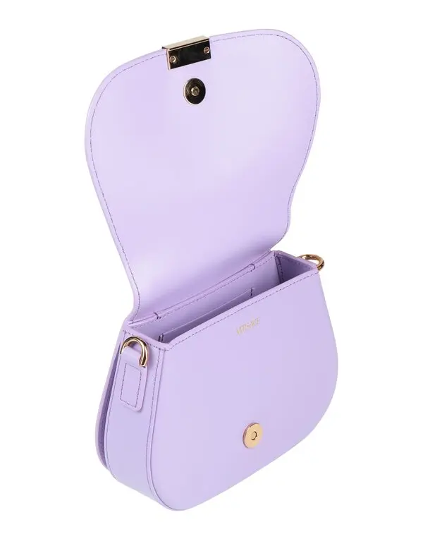 Versace Leather Crossbody Bag With Gold Tone Hardware - Purple