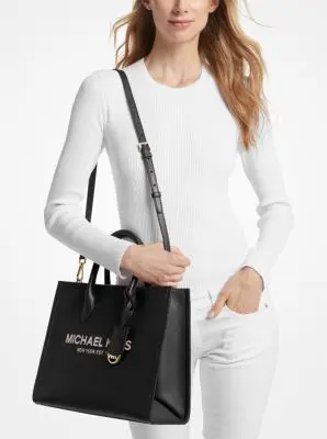 Michael Kors Mirella Pebbled Leather Tote Bag - Black