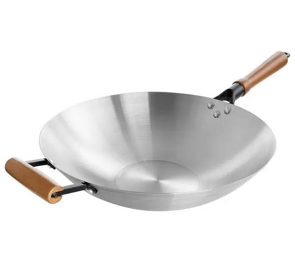OSTER Sangerfield 14 In Stainless Steel Flat Bo Ttom Wok - Silver