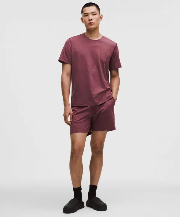 Lululemon Soft Jersey Short 5 - Heathered Burgundy Bay/heathered Misty Merlot