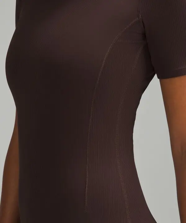 all aligned ribbed short-sleeve dress Lululemon All Aligned Ribbed Short-Sleeve Dress - Espresso