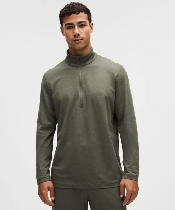 Lululemon Soft Jersey Half Zip - Heathered Army Green/heathered Willow Leaf
