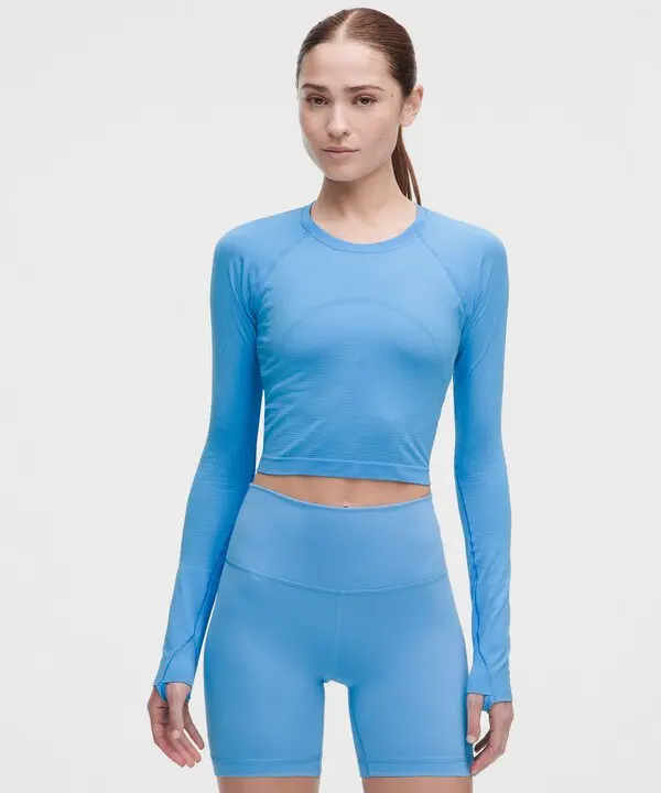 Lululemon Swiftly Tech Cropped Long-sleeve Shirt - Ocean Wave/ocean Wave
