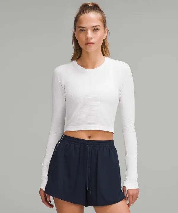 Lululemon Swiftly Tech Cropped Long-sleeve Shirt - White